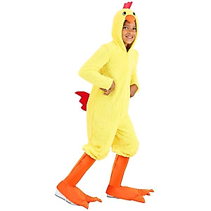Fun Costumes Cluckin' Chicken for Kids, Yellow Baby Chick Hooded Bodysuit Outfit for Children Medium