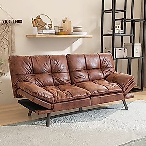 Opoiar, Memory Foam Loveseat, Modern Sleeper Couch Futon Sofa Bed, 71"X33"X31.5", Brown