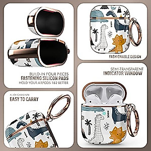 wenew Protective Airpods Case Cover Designed for Apple Airpods 2 & 1, Cute Fadeless Patterns Shockproof Hard Case Cover with Portable Keychain Clip for Girls Kids Women Men