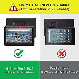 POIUYTREW Case for All-New Amazon Kindle Fire 7 Tablet (7", 12th Generation, 2022 Release) Latest Model - PU Leather Folio Case with Smart Auto Wake/Sleep, Flame Football