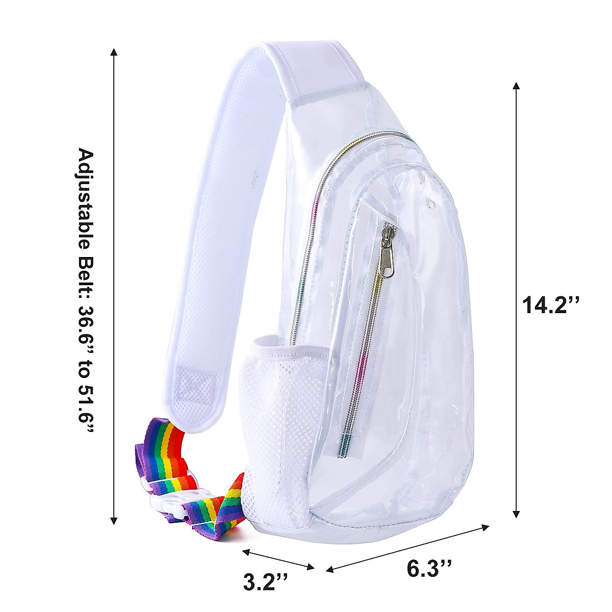 Edraco Clear Sling Bag, Stadium Approved Mini PVC Crossbody Shoulder Backpack, Transparent Casual Chest Daypack for Women & Men, Perfect for Hiking, Stadium or Concerts(White)