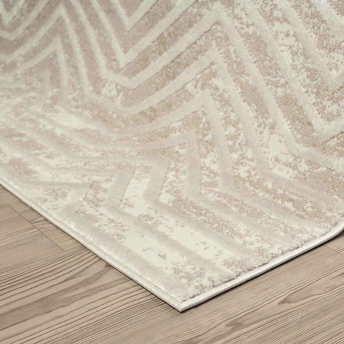 Abani Terra Cream 5' x 8' Area Rug for Living Room, Bedroom - Geometric Lines Pattern - Durable & Easy to Clean