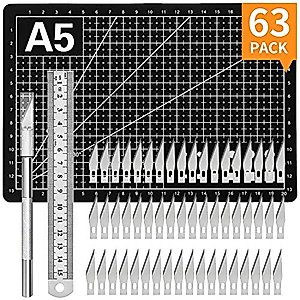 Jetmore 63 Pack Exacto Knife Craft Knife Kit with 60 PCS Hobby Knife Replacement Blades , Hobby Knife Precision Knife Exacto Knife Set for DIY Craft, Scrapbooking, Art Work Cutting