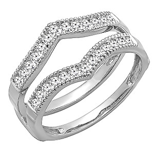 Dazzlingrock Collection 0.45 Carat (Cttw) Round White Diamond Women Wedding Enhancer Ring 1/2 CT, 18K White Gold, Size 9