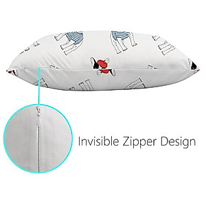 Pillowcase Set of 2 French Bulldog Cute Dog Animal Retro Pillow Cover Pillow Sham for Long Pillow Standard Size 16X24 Inch