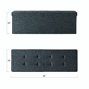 Otto & Ben 45" Storage Ottoman with SMART LIFT Top, Upholstered Tufted Bench, Foot Rest, Dark Grey