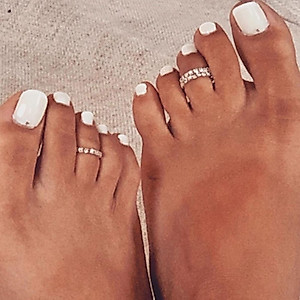 HLIN 12 Pcs Elastic Crystal Toe Ring Silver Rhinestone Accessories Body Jewelry