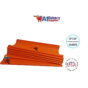 Orange Tissue Paper Squares, Bulk 24 Sheets, Premium Gift Wrap and Art Supplies for Birthdays, Holidays, or Presents by Feronia packaging, Large 20 Inch x 26 Inch