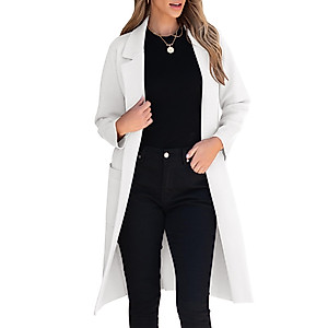 ANRABESS Women Cardigan Sweater Jackets Open Front Thick Knit Oversized Blazer Coatigan 2025 Fall Winter Long Coats Outwear White Small