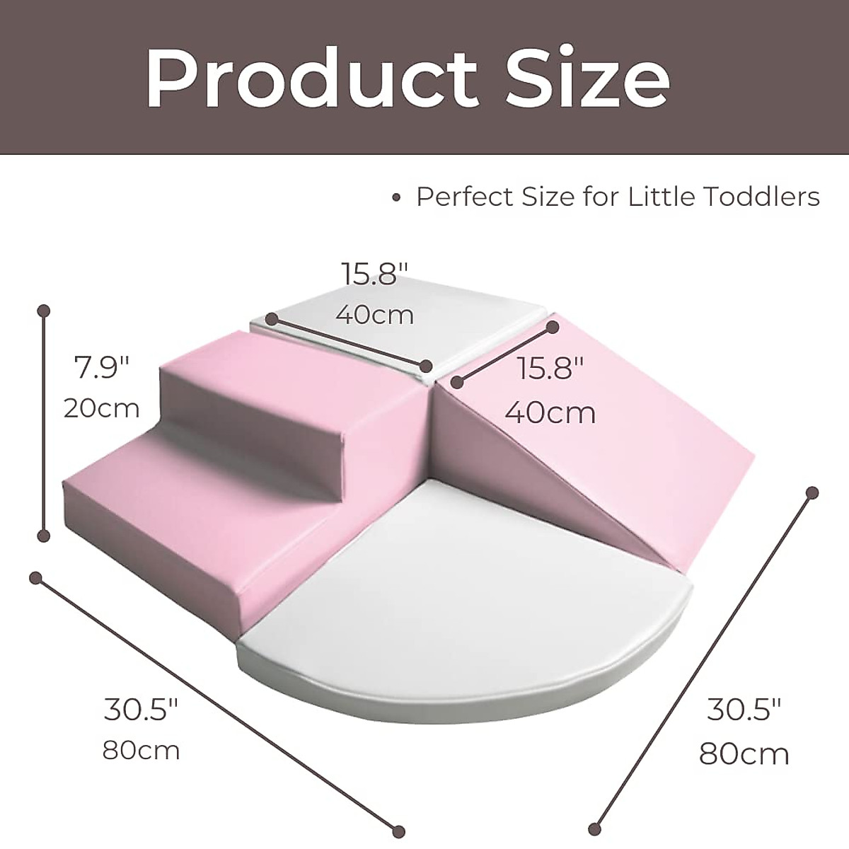 Wonder Space Tiny Climb and Crawl Soft Foam Play Set, Indoor Room Preschool Corner Baby Stage Slide Activity Play Structure, Motor Skills Early Development Gym Toy for Toddlers and Kids (Pink)