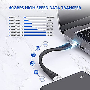 KETSOOBI Short USB 4 Cable, [5inch] Thunderbolt 4 with 40Gbps Data Transfer 100W PD Fast Charging 8K@60Hz, Compatible for iPhone 16 Pro Max, External SSD, Docking, eGPU Laptop