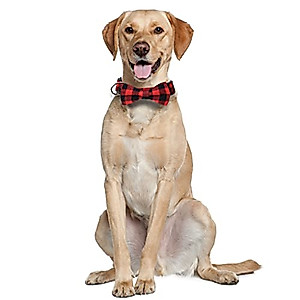 Christmas Dog Bandana and Collar Set Plaid with Bow Tie Dog Scarf Triangle Bibs Kerchief Adjustable Costume Accessories for Cats Dogs Pets