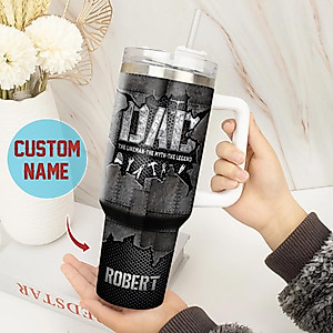 WAZONE Personalize Lineman 40oz Tumbler with Handle and Straw Lid Custom Name Vacuum Insulated Cup Travel Mug Stainless Steel Tumblers Gift Birthday Christmas Fathers Day for Lineworkers Father Dad