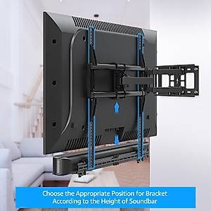 MOUNTUP Universal Soundbar Mount Mounting above or Under TV, Sound Bar Bracket With 31.5" Longer Bracket for Large TV VESA, 6.5" Holder Swivel to Fit Various Soundbar, Up to 15LBS, Saving Space MU9122