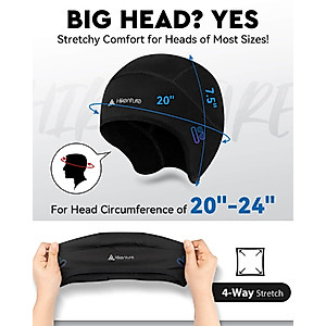 Hikenture Skull Cap Helmet Liner with Glasses Holes, Winter Thermal Cycling Cap for Men & Women, Cycling Hat Beanie Black