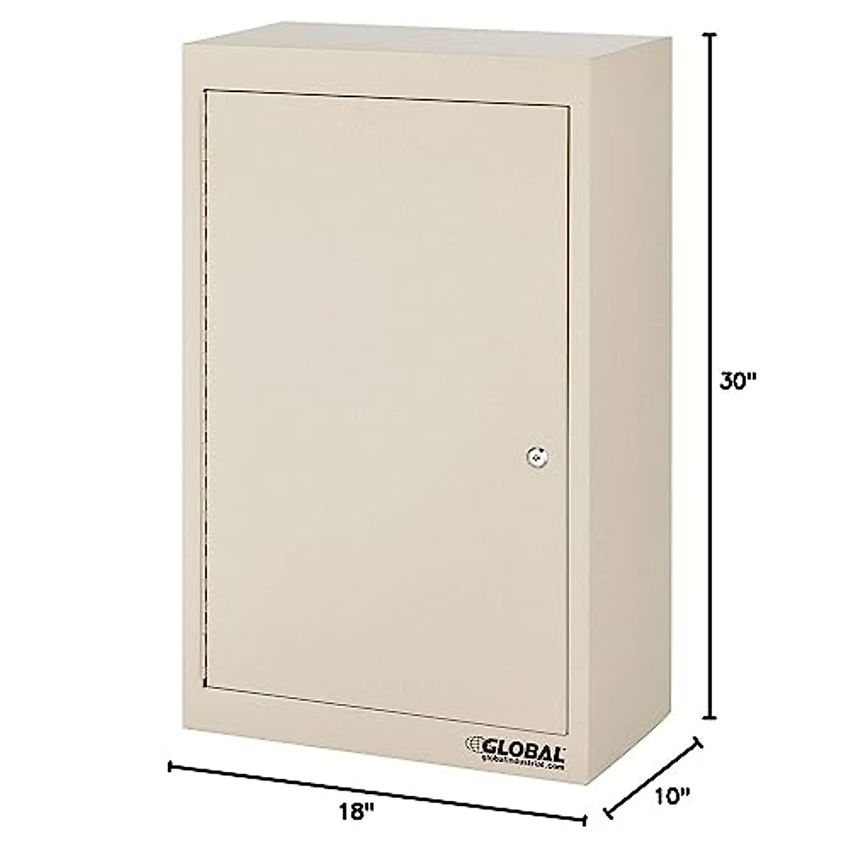 Global Industrial 18"W x 10"D x 30"H Large Narcotics Cabinet, Double Door/Double Lock, Beige