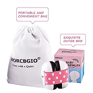 WORCBGIO Infant Ear Protection Headphones with Adjustable Elastic Headband&Comfortable White Muffs Baby Earmuff Helps Sleep Well & Reduce Noise (Gypsophila, Pink