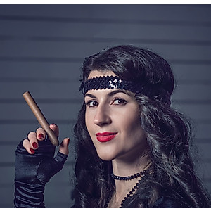 Mandala Crafts Sparkle Silver Sequin Headbands for Women Girls - 12 Glitter Stretch Elastic Sequin Headband Set for Fashion Dance Disco Party Favor