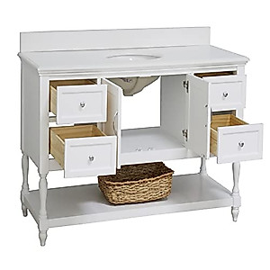 Beverly 48-inch Bathroom Vanity (White/Quartz): Includes White Cabinet with Stunning Quartz Countertop and White Ceramic Sink