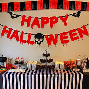 6 Pack 10 Feet Black Red Foil Fringe Garland Metallic Tinsel Streamers Banner Wall Hanging Curtain Backdrop Banner for Parade Floats, Valentine's Day, Wedding, Birthday, Mardi Gras Party Decorations