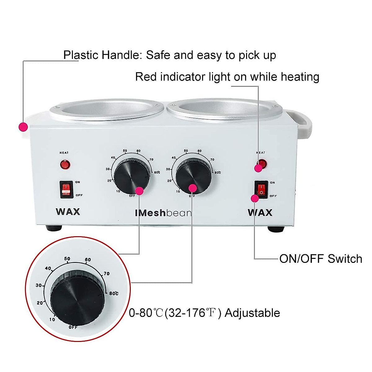 Professional Double Wax Warmer Electric Heater Dual Parrafin Hot Facial Skin Care Hair Removal Equipment SPA Tool