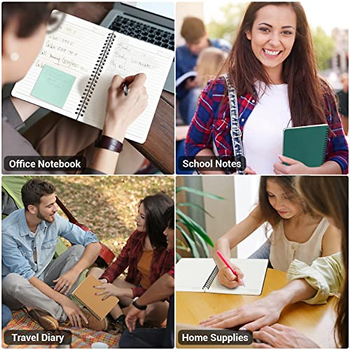 EUSOAR A5 Spiral Notebook, 6 Pack 5.5" x 8.3" 120 Pages Lined Travel Writing Notebooks Journal, Memo Notepad Sketchbook, Students College Office Business Subject Diary Ruled Spiral Book Journal