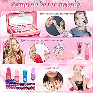 Kids Makeup Toys for Girls - Safe and Washable Makeup for Kids, Kids Makeup Kit for Girl, Real Girls Makeup Kit for Kids Toddler, Princess Birthday Gifts for 4 5 6 7 8 9 Year Old Girls Gift (Pink)