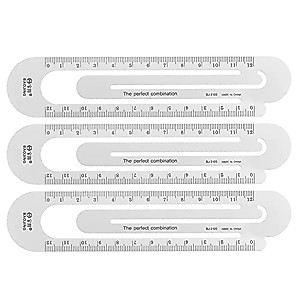 HARFINGTON 3pcs Straight Ruler 12cm Metric Aluminum Alloy Ruler Scale on Both Sides Hollow Paper Clip Design Bookmark Measuring Tool for Children Study Classroom Office, Silver Tone