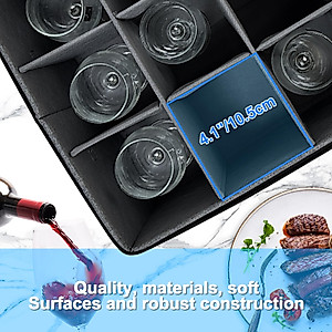 Wine glass Storage Box with Divider - China Storage Containers Hard Shell Stemware Storage Bins with Lids Holds 12 Wine Glass or Crystal Glassware Case, Stackable with Label Window (Dark Grey)