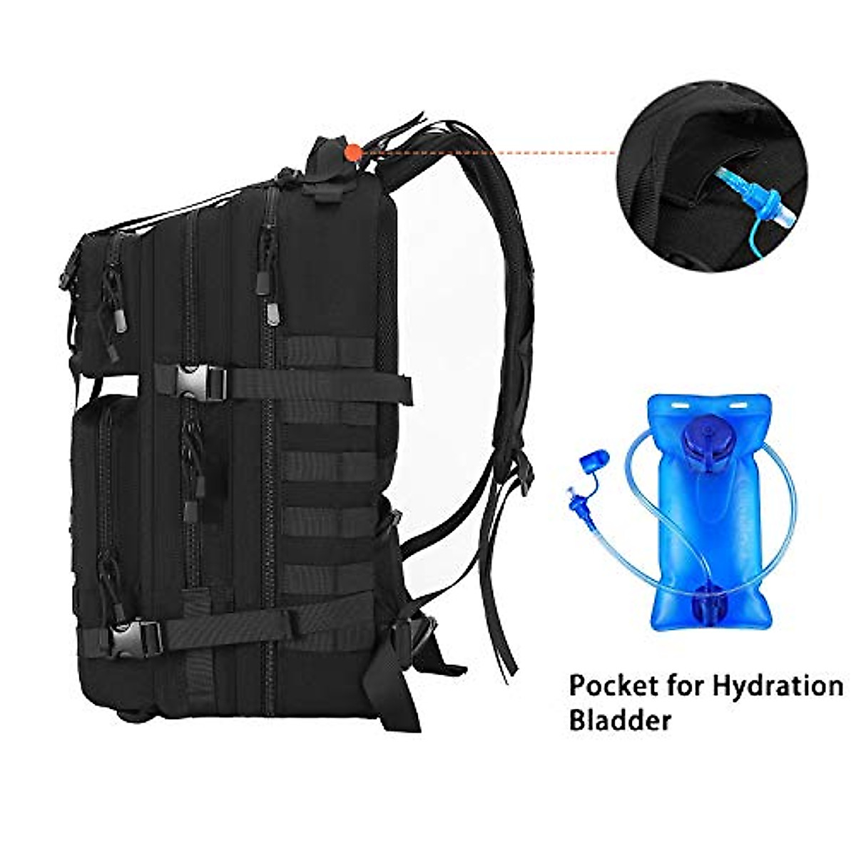 MOSISO 50L Tactical Backpack, Large Men 3 Day Assault Rucksack Military Daypack,Black