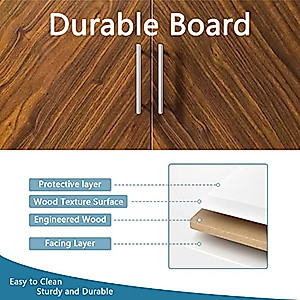 4 EVER WINNER Sideboards and Buffets with Storage, Buffet Cabinet with Storage, 4 Door Credenzas for Living Room Mid Century Modern Sideboard, 58 Inch Coffee Bar Cabinet for Dining Room Kitchen, Black