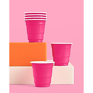 xo, Fetti Party Decorations Hot Pink Plastic Shot Glasses - 50 Disposable 2 oz Cups | Bachelorette Party Cups, Birthday Party Decorations, Party Favors, Pink Baby Shower Supplies, Cute Plastic Cups