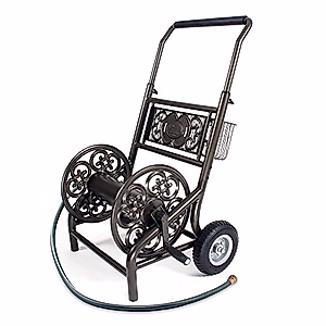 Liberty Garden Products Garden 301 Never Flat 2-Wheel Decorative Garden Hose Reel Cart, Holds-200-Feet of 5/8-Inch Hose - Bronze