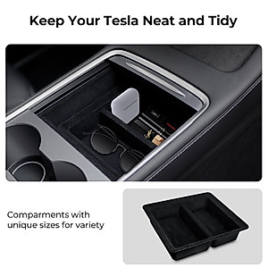 Foxpark [OEM-Look] Tesla Model Y I 3 Console Organizer Tray, Center Console Organizer, Tesla Model 3 Y Accessories 2019-2024 with Smooth Slide Technology