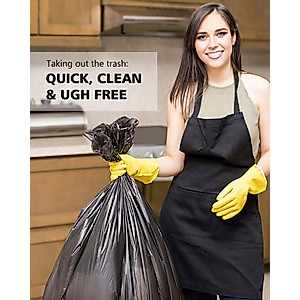 AYOTEE 23 Gallon Trash Bags with Zip Ties, 20-25 Gallon Trash Bags (50 Count Bulk) Large Black Trash Bags 20 Gallon Trash Bags, Extra Large Garbage Bags for Commercial, Household, Lawn (30"x35")