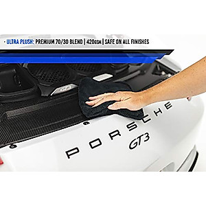 The Rag Company - Spectrum 420 Dark Pack - Professional 70/30 Blend, Dual-Pile Plush, Microfiber Auto Detailing Towels, 420gsm, 16in. x 16in, Black + Grey + Blue (9-Pack)