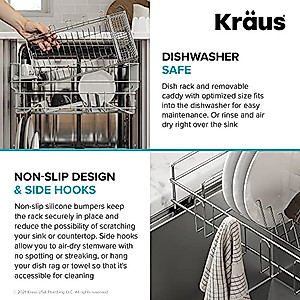 Kraus KDR-3 Kore Kitchen Sink Dish Drying Rack Drainer and Utensil Holder, 17 inch, Silver