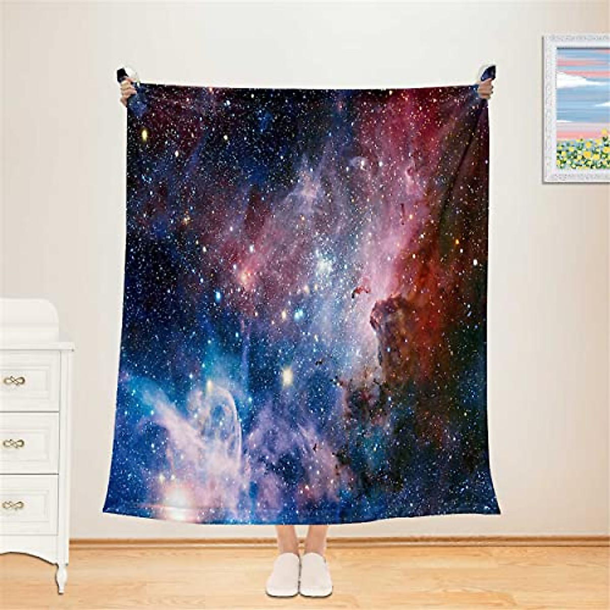 Goodbath Space Throw Blanket, Galaxy Universe Star Fleece Blanket for Sofa Couch Chairs, 60 x 50 Inch, Colorful