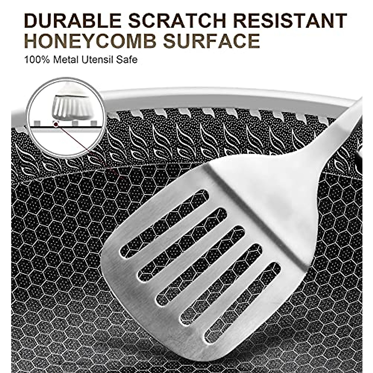 MICHELANGELO Wok Pan with Lid, 12 Inch Stainless Steel Wok Set with Spider Strainer and Steaming Rack, Honeycomb Woks & Stir-fry Pans Flat Bottom Wok Induction Compatible, Dishwasher and Oven Safe