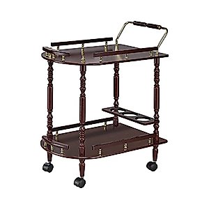 Coaster Home Furnishings Palmer 2-Tier Serving Cart Merlot and Brass