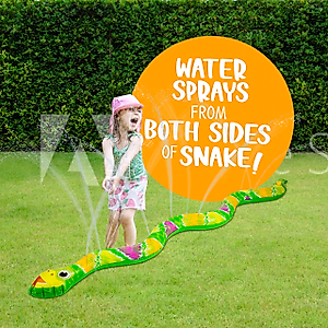 Splashin'kids Outdoor Snake Sprinkler Summer Blast Toddler Water Toys for Children Infants Boys Girls and Kids Perfect Outside Inflatable Water Park for Backyard Fun