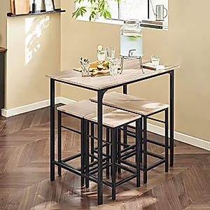 Haotian Bar Set-1 Bar Table and 4 Stools, Home Kitchen Breakfast Bar Set Furniture Dining Set-OGT11 (Natural)