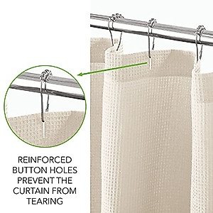 mDesign Cotton Waffle Knit Shower Curtain - Hotel Style Shower Curtain - Luxury, Spa Quality Waffle Weave Fabric Cotton Shower Curtains for Bathroom - Bath and Shower Curtains - 72" x 72", Cream/Beige