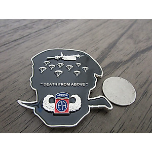 Oneworldtreasures United States Army 82nd Airborne Division Beret Skull Death from Above Challenge Coin