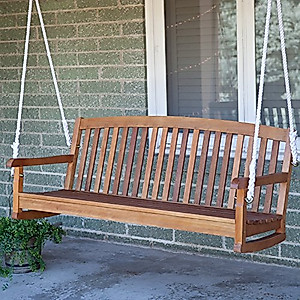 International Caravan Furniture Piece Royal Tahiti Curved Back Wood Two Seated Swing