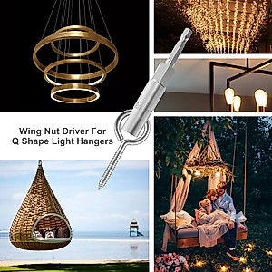 HXLPAY 2” 26 Pack 304 Stainless Steel,Screw Eyes Heavy Duty Screw in Eye Hooks Ring, Yoga & Brazilian Hammocks, Indoor & Outdoor, Self Tapping Screws,Eye Bolt (1 pcs 1/4" hex Shank Wing nut Driver)