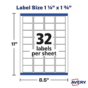 Avery Printable Blank Rectangle Labels, 1.25" x 1.75", White, 256 Customizable Labels (22828)