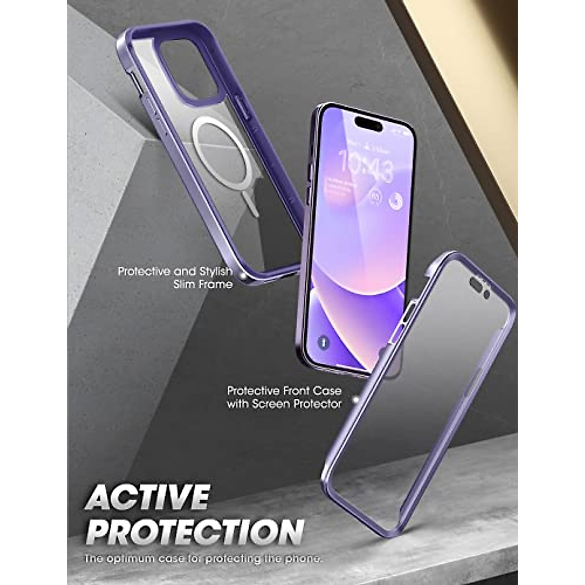 SUPCASE Unicorn Beetle Edge Mag Case for iPhone 14 Pro Max 6.7", Compatible with MagSafe Slim Frame Clear Protective Case with Built-in Screen Protector (Mauve)