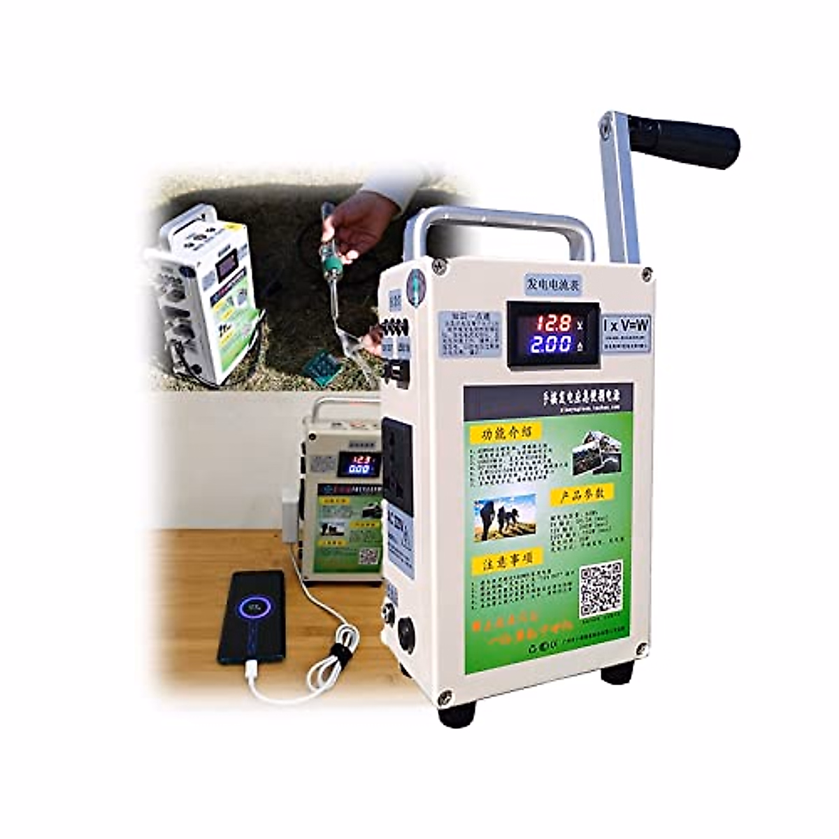 15000mAH Portable Hand Generator Mobile Emergency Power 220V Output/150W (maximum, Corrected Sine Wave) For Garden, Outdoor, Camping, Home Power Station