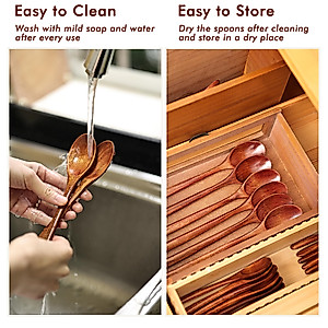 6/9/12in Wooden Spoons, 6pcs Soup Spoons Set, Small Wooden Utensils for Coffee, Tea, Jam, Sugar, Ice Cream and Bath Salts (6pcs 6in)